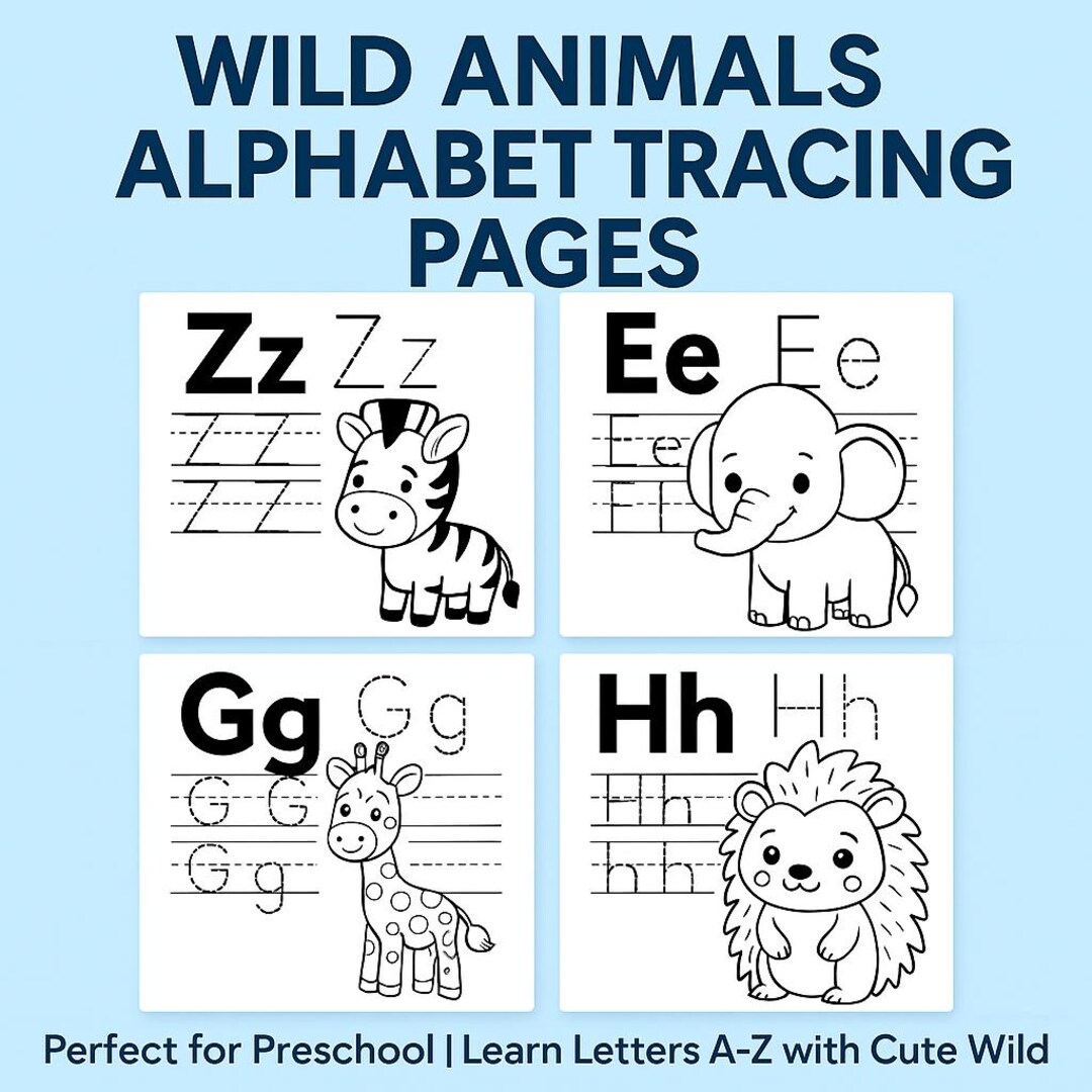 Wild Animals Alphabet Tracing Worksheets | Zoo Animal Coloring Pages ...