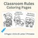 Classroom Rules Coloring Pages Visual Behavior Chart for Preschool ...