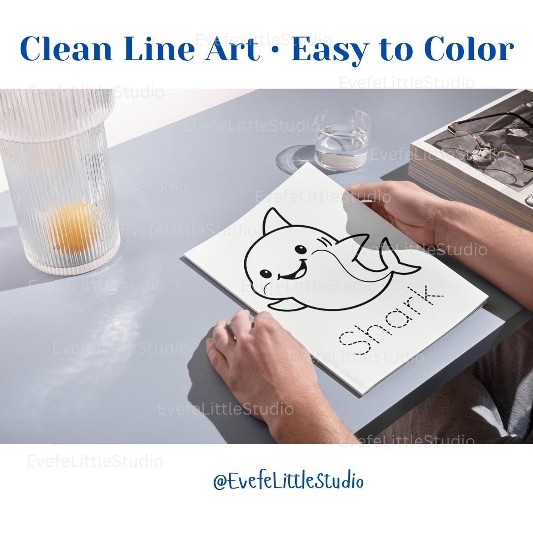 Shark Coloring & Tracing Printable for Preschool | Ocean Theme Summer ...