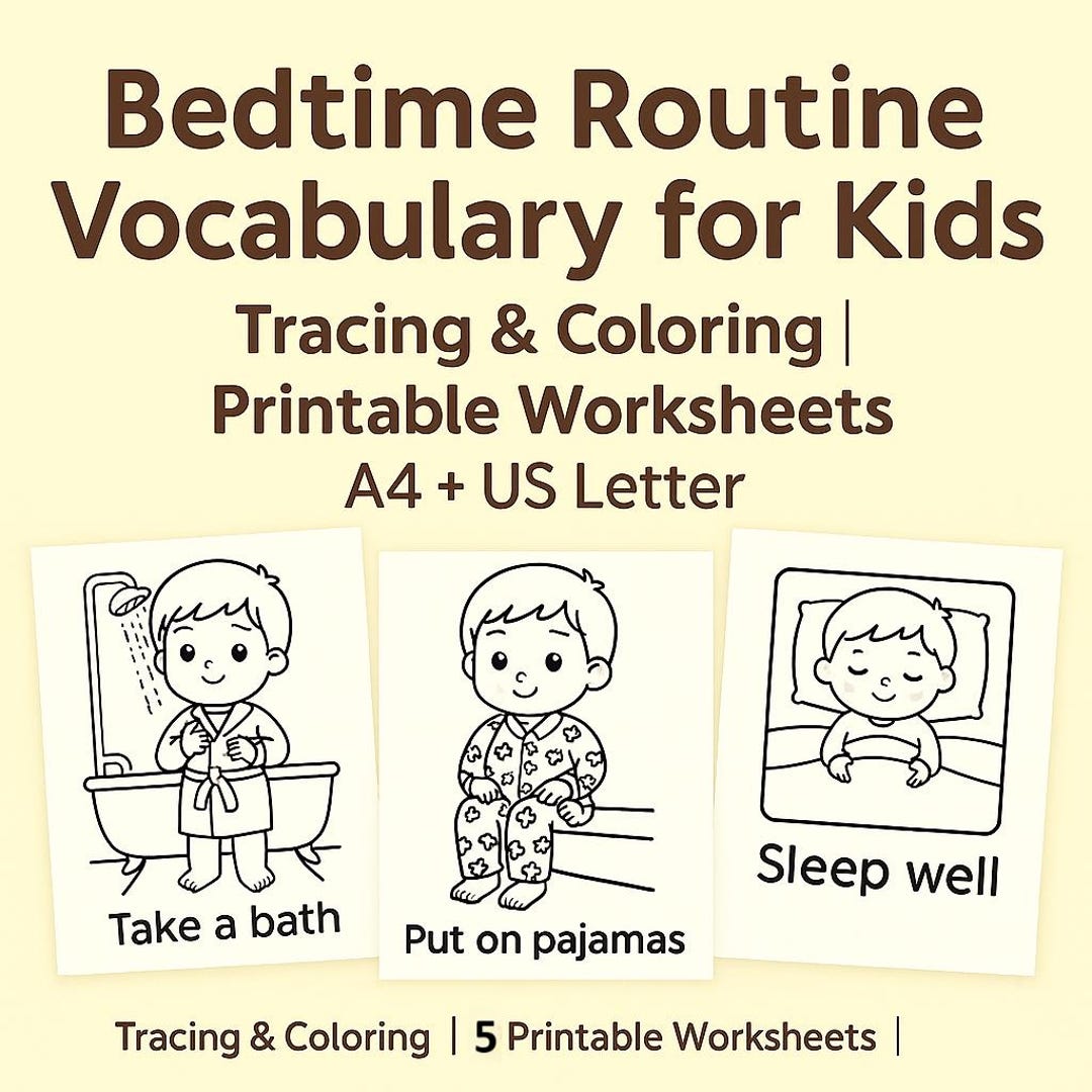 Bedtime Routine Coloring Pages for Kids | Night Visual Schedule ...