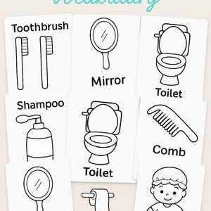 Bathroom Routine Vocabulary Coloring Pages | Preschool Tracing ...