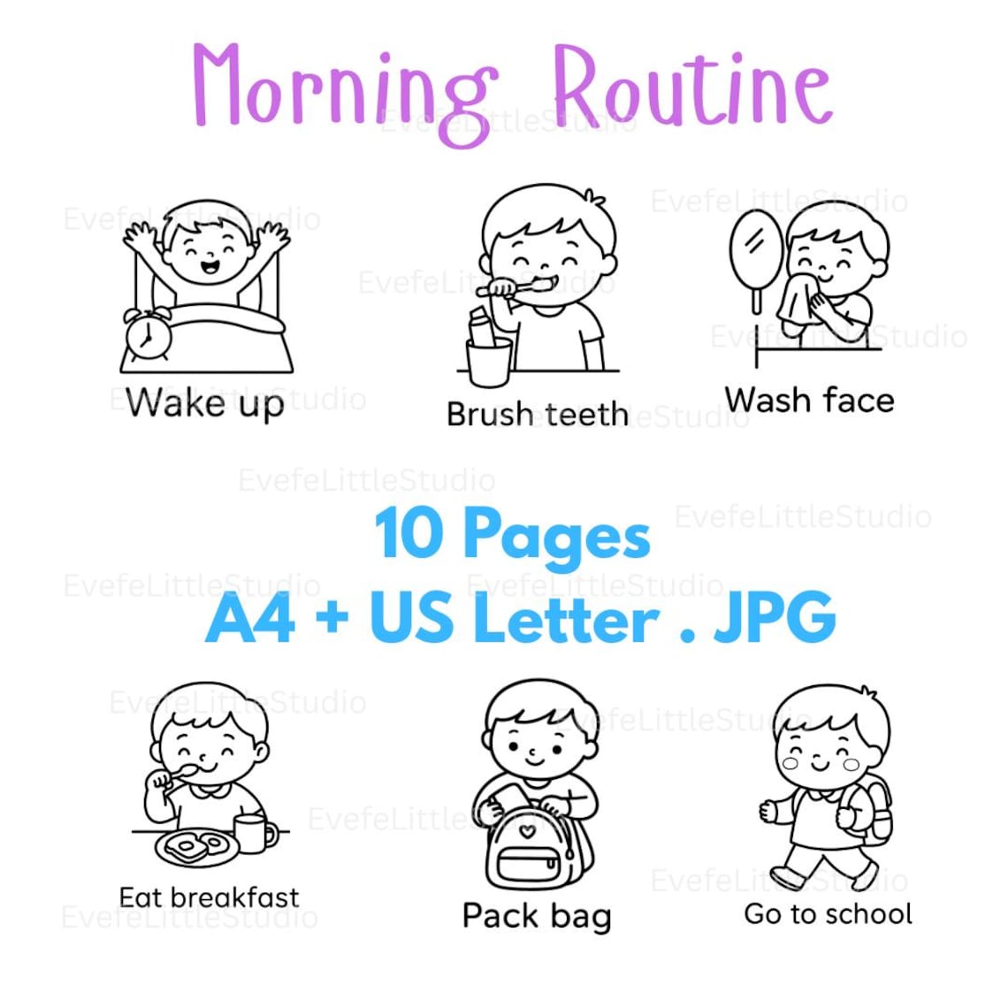 Morning Routine Printable for Kids | A4 & US Letter | Daily Habits ...