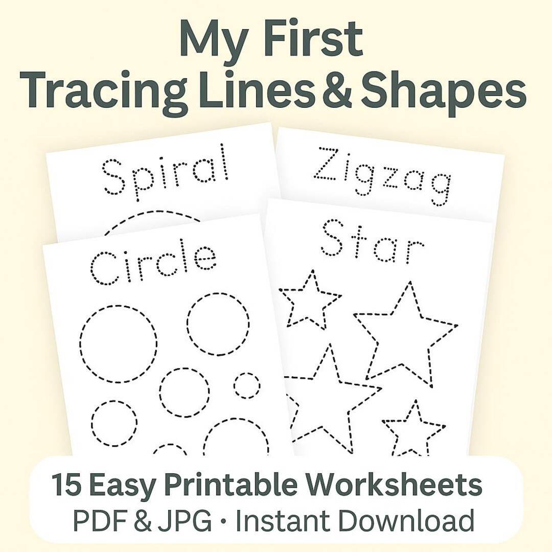 My First Tracing Lines and Shapes Printable Worksheets | Pre-writing ...