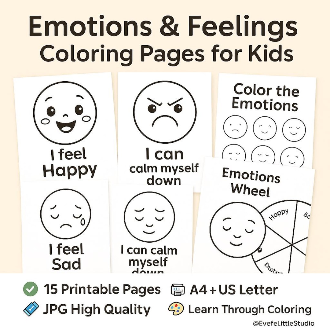 Emotions & Feelings Coloring Pages for Kids – SEL Activities With ...