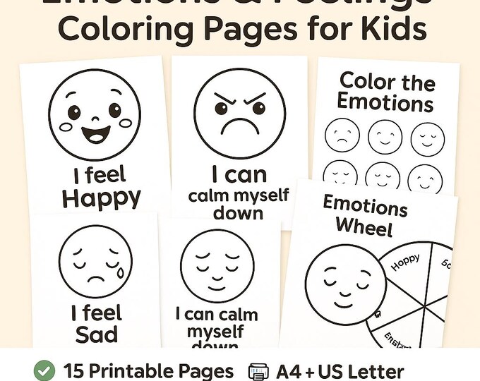 Emotions Chart With Coloring Sheets – Social Emotional Learning & Calm ...