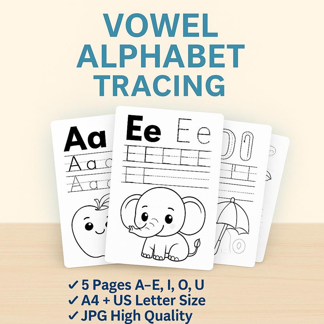 Vowel Tracing Worksheets | Handwriting Practice, Preschool Coloring ...
