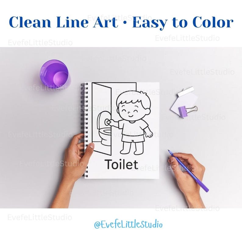 Bathroom Routine Vocabulary Coloring Pages | Preschool Tracing ...