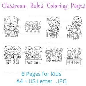 Classroom Rules Coloring Pages Visual Behavior Chart for Preschool ...