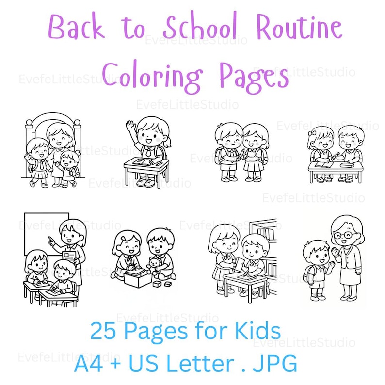 Back to School Routine Coloring Pages Classroom Rules Chart Preschool ...