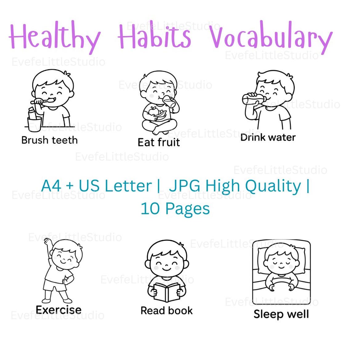 Healthy Habits Printable for Kids | Daily Routine Worksheets | A4 & US ...