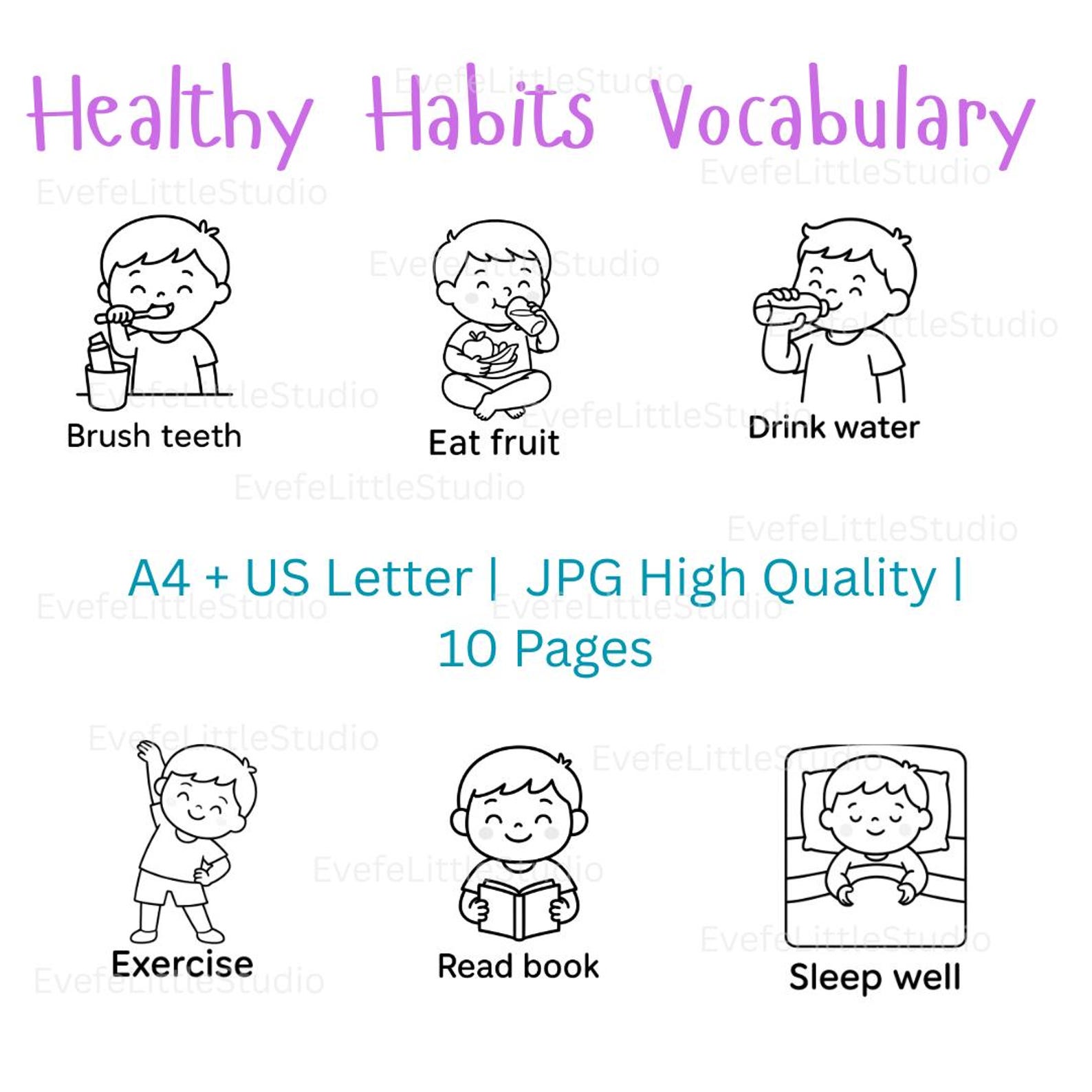 Healthy Habits Printable for Kids | Daily Routine Worksheets | A4 & US ...