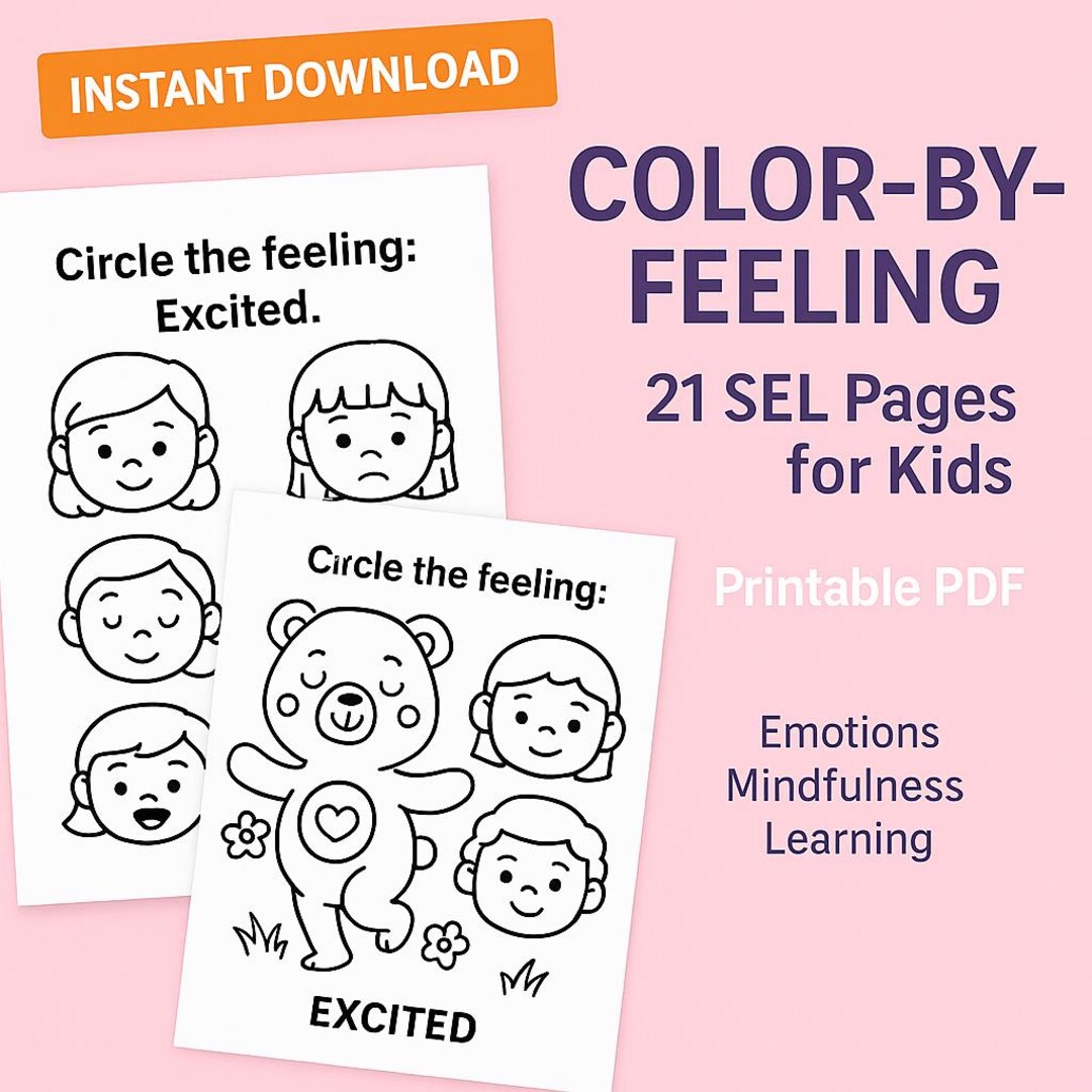 Color-by-feeling SEL Coloring Pages for Kids | 21 Printable PDF | A4 ...