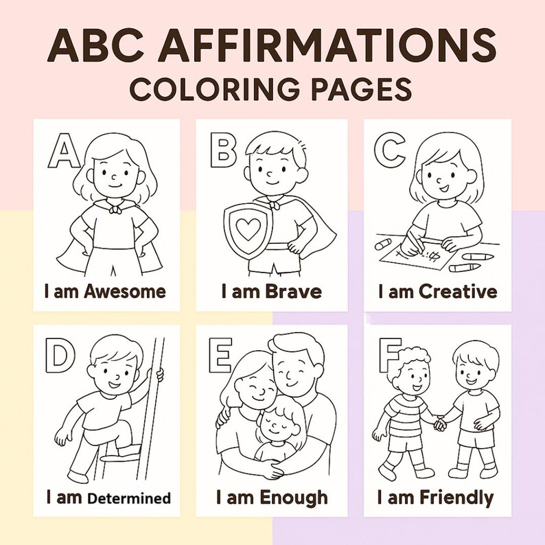 ABC Affirmation Coloring Pages for Kids Printable | A-Z Positive ...