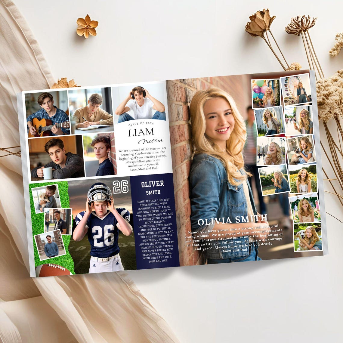 Yearbook Ad Football Template Half Page | Editable Senior Graduation ...