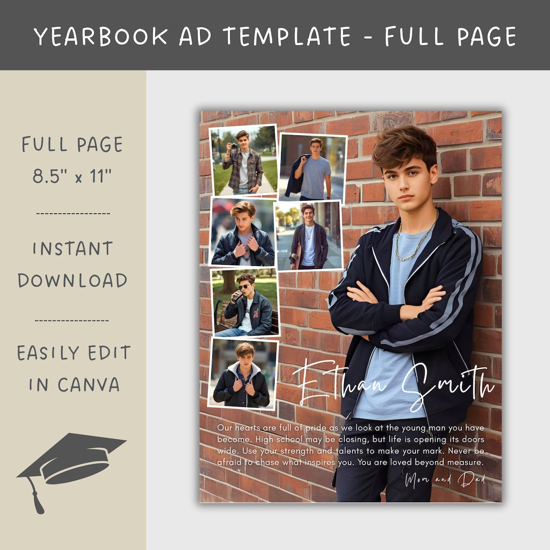 Editable Yearbook Ad Template Canva, Full Page Graduation Tribute ...