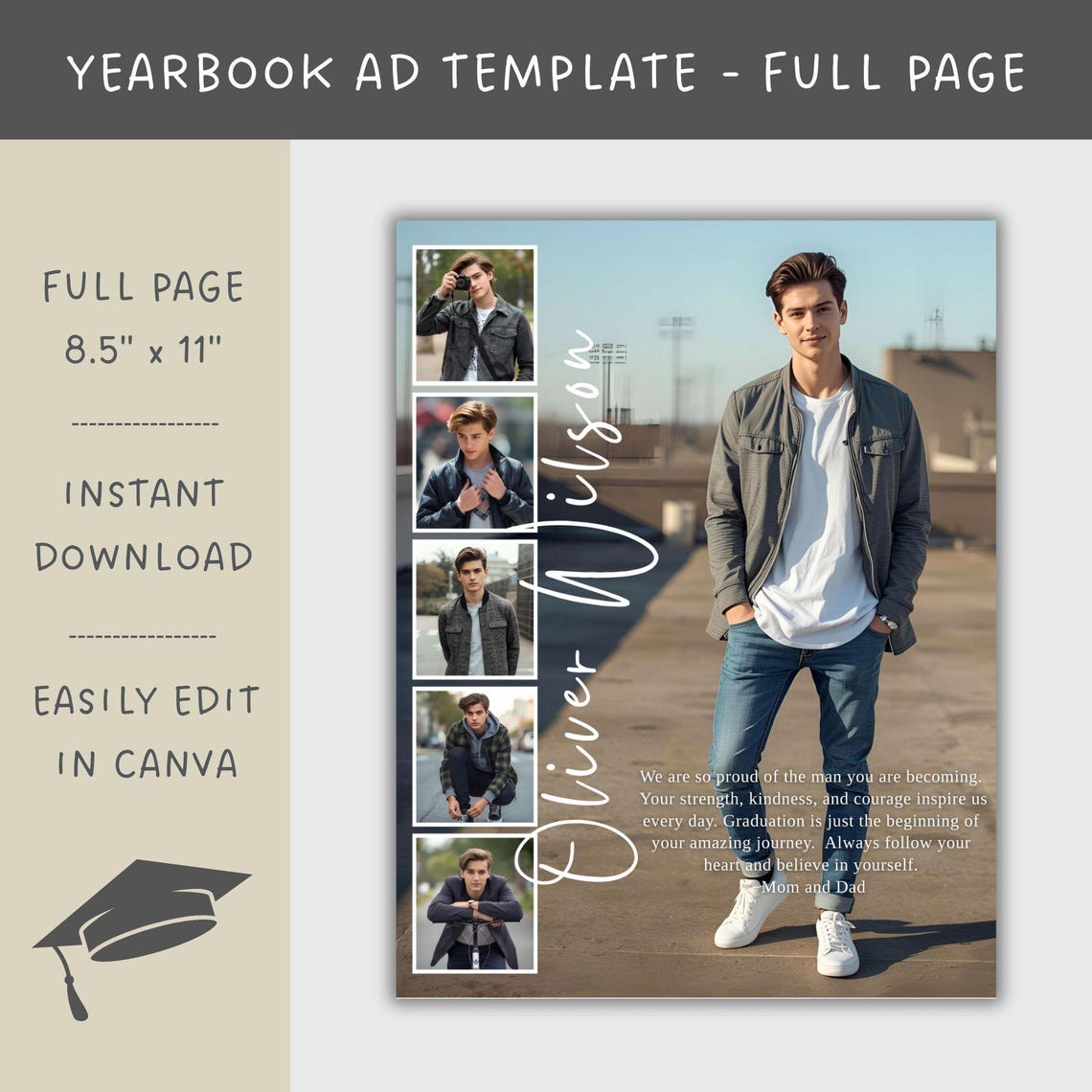 Editable Yearbook Ad Template Canva, Full Page Senior Graduation ...