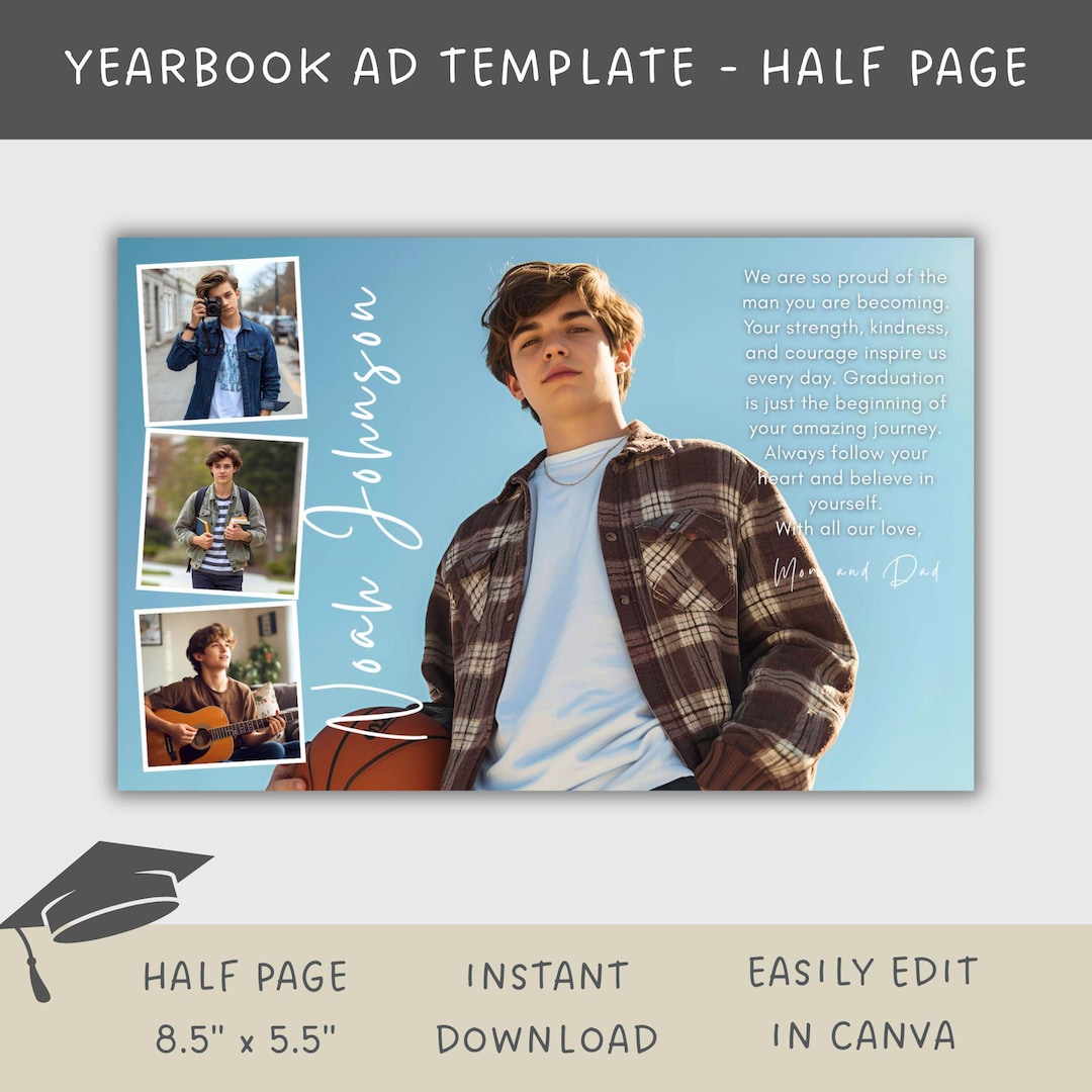 Editable Half Page Yearbook Ad Template Canva | Graduation Senior ...