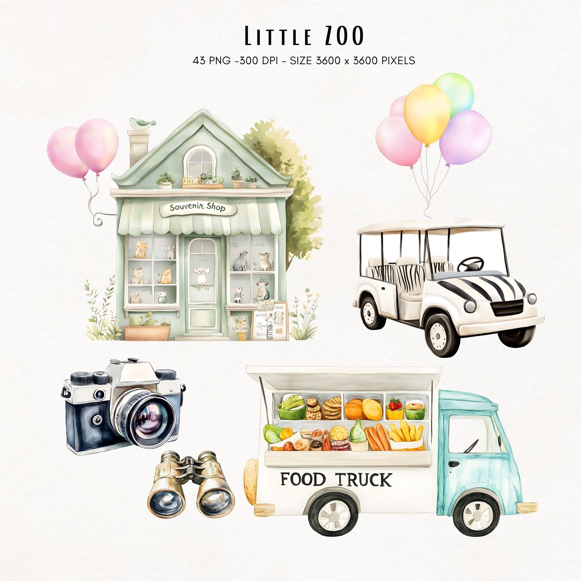 Zoo Watercolor Clipart Bundle | Cute Safari Jungle Animals PNG | Baby ...