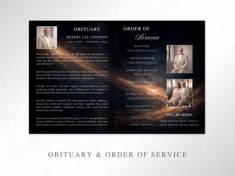 Navy Funeral Program Template, Editable Canva Memorial Booklet (canva ...
