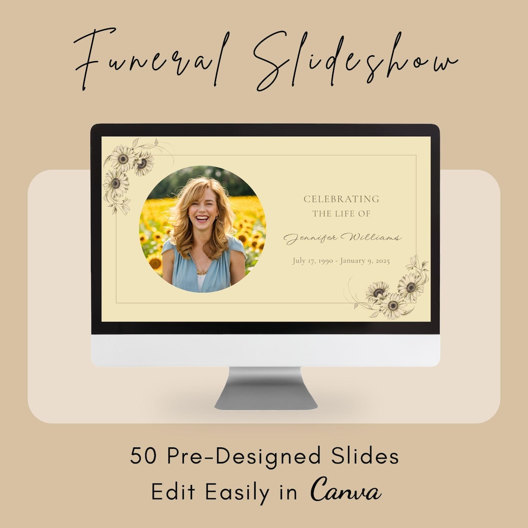 Sunflower Celebration of Life Slideshow Template, Funeral Presentation ...