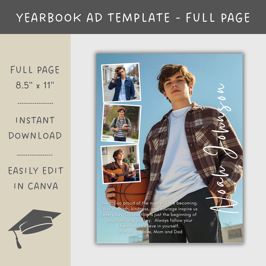 Editable Full Page Yearbook Ad Template Canva | Graduation Senior ...