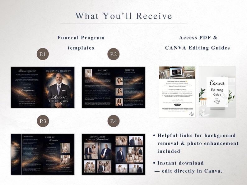 Navy Funeral Program Template, Editable Canva Memorial Booklet (canva ...