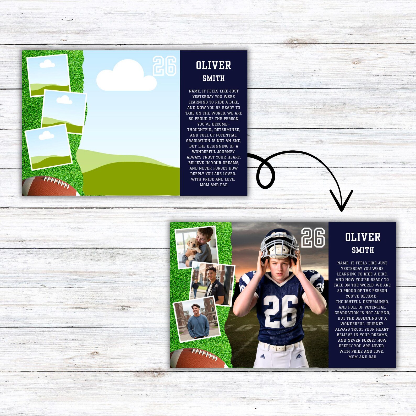 Yearbook Ad Football Template Half Page | Editable Senior Graduation ...