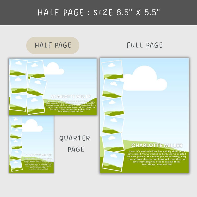 Editable Yearbook Ad Template : Senior Tribute Design (half Page ...