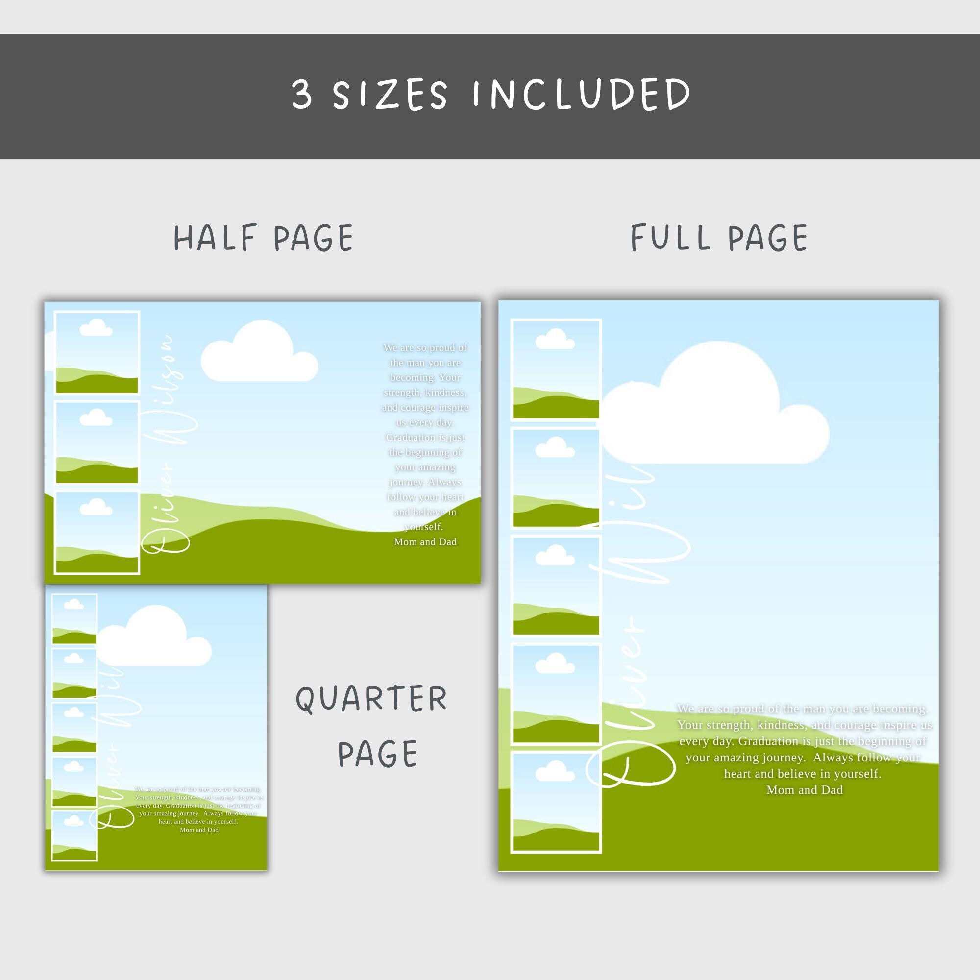 Editable Senior Yearbook Ad Templates : Full, Half, Quarter Page (canva ...