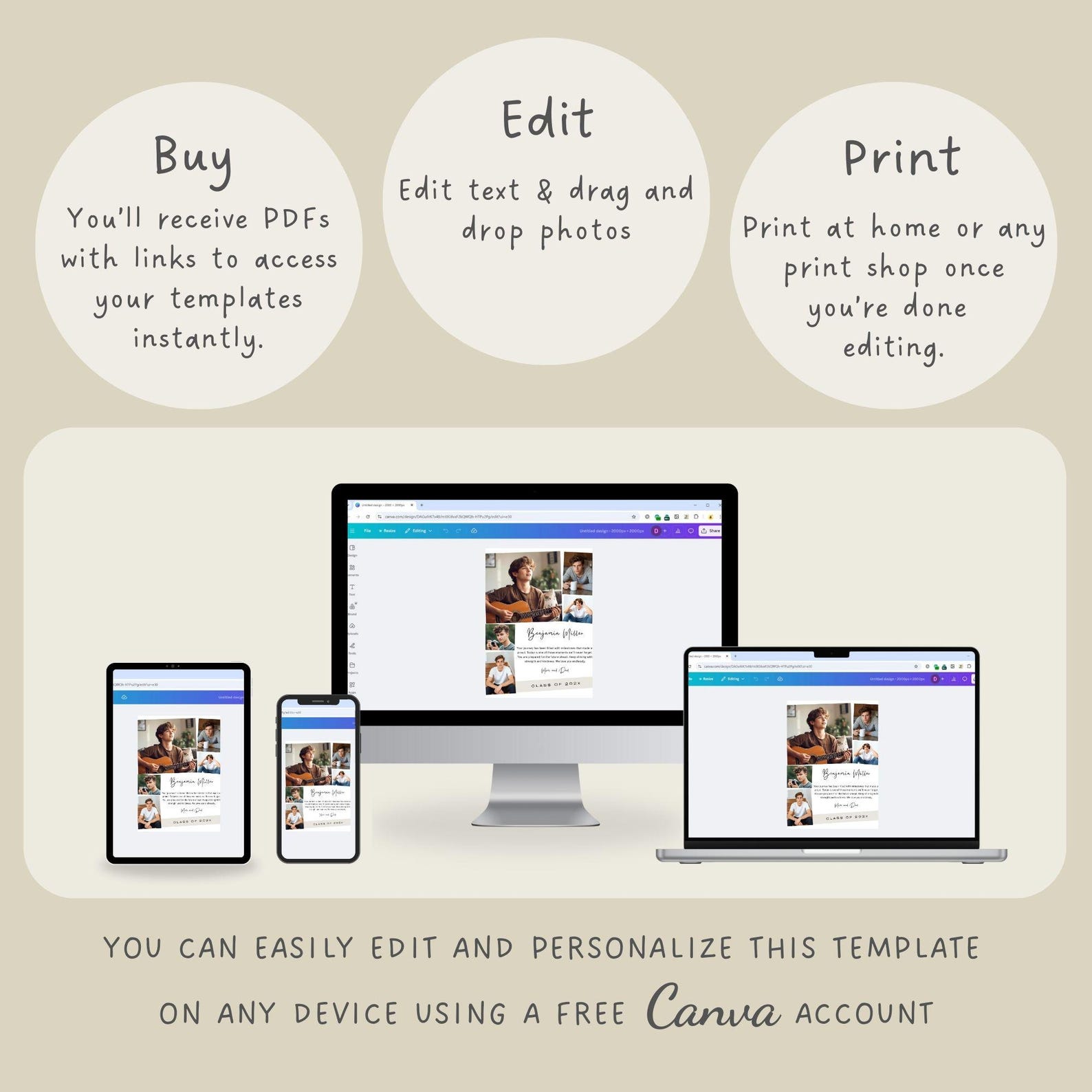 Editable Yearbook Ad Template Bundle Canva, Graduation Senior Ad Layout ...