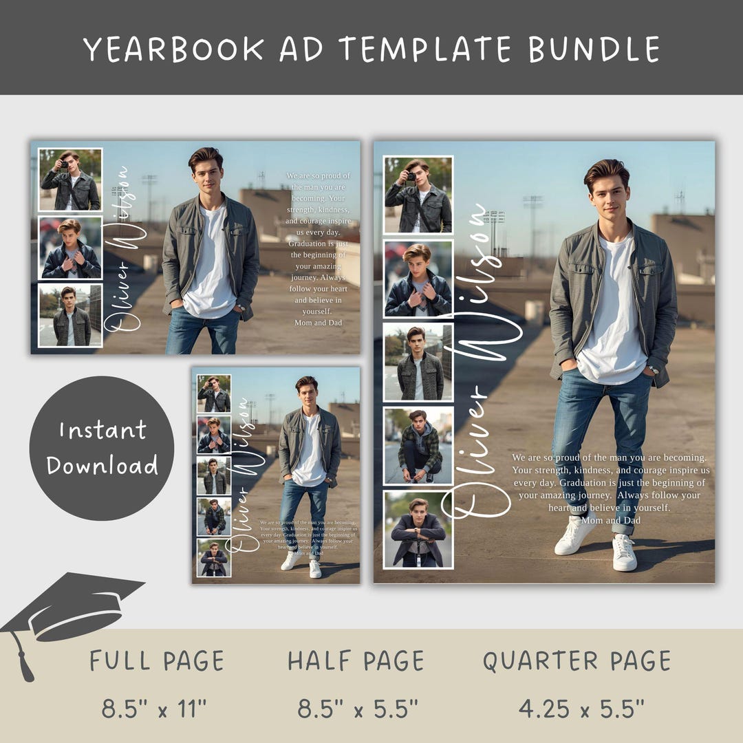 Editable Senior Yearbook Ad Templates : Full, Half, Quarter Page (canva ...
