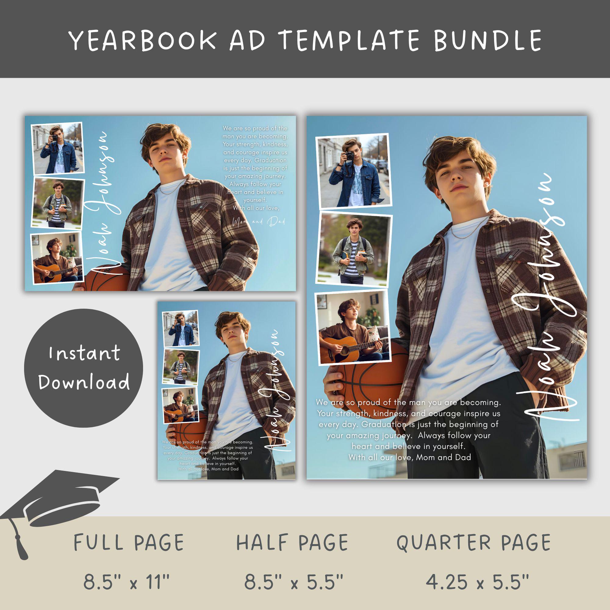 Editable Yearbook Ad Template Bundle Canva | Full Half Quarter Page ...