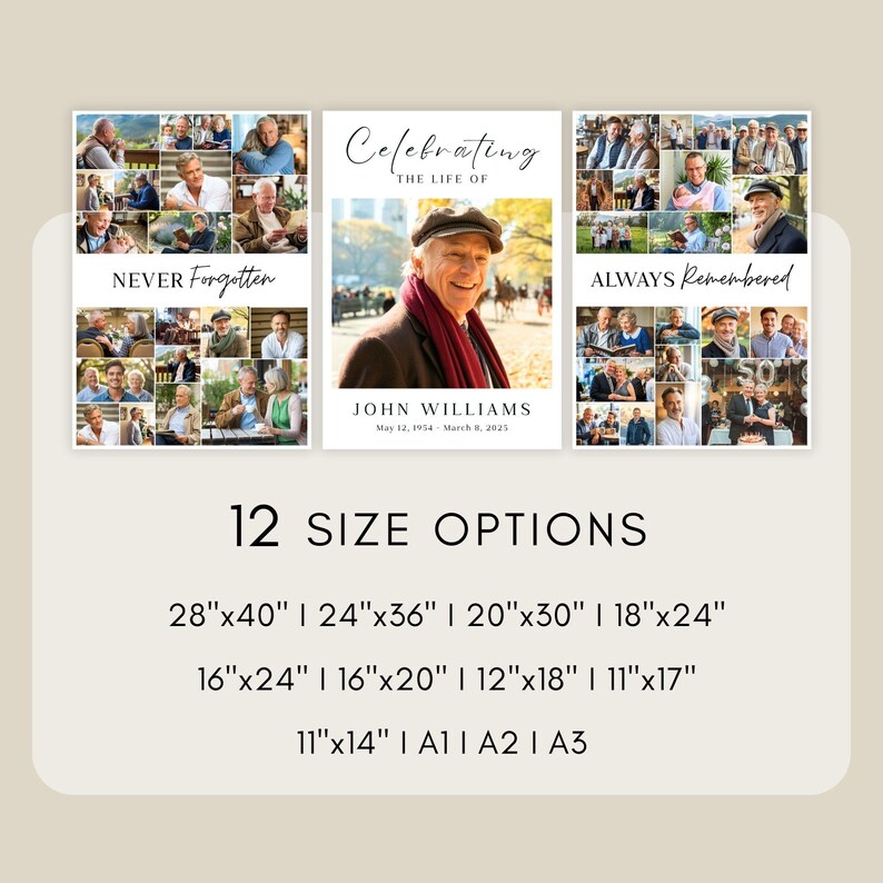 Funeral Memorial Sign Template Set : Editable Tribute Posters (canva ...
