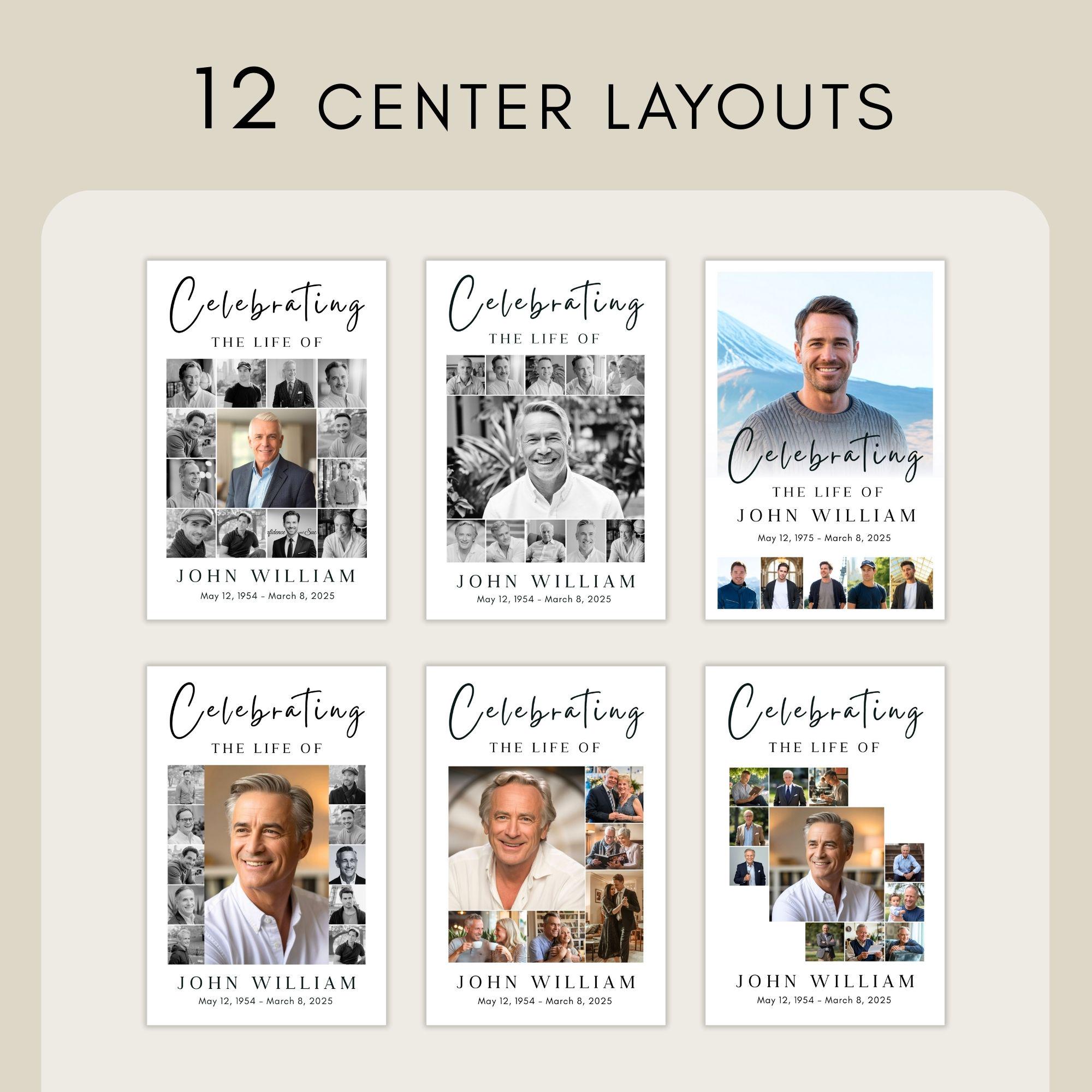 Editable Memorial Photo Collage Sign Templates, Funeral Celebration of ...