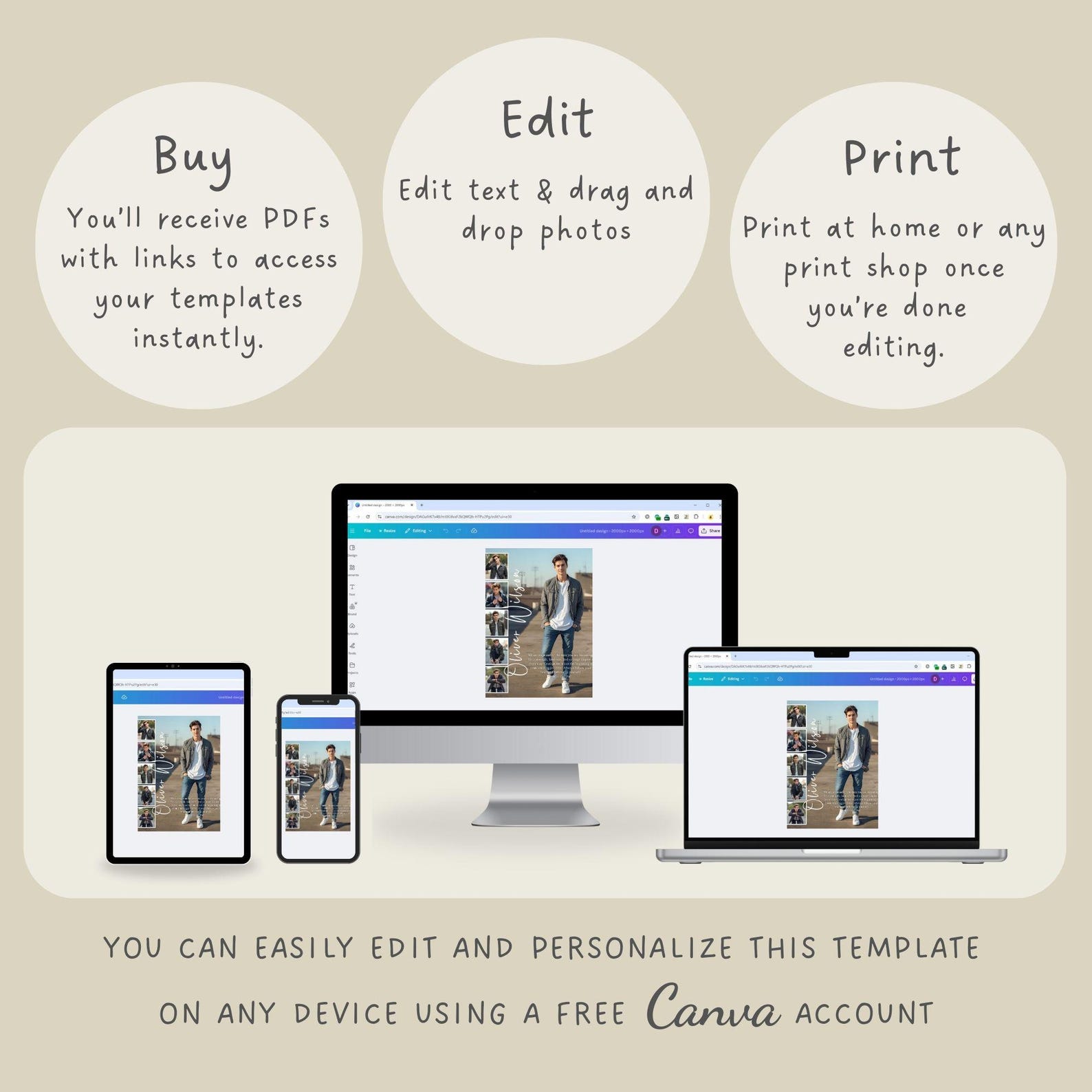 Editable Senior Yearbook Ad Templates : Full, Half, Quarter Page (canva ...