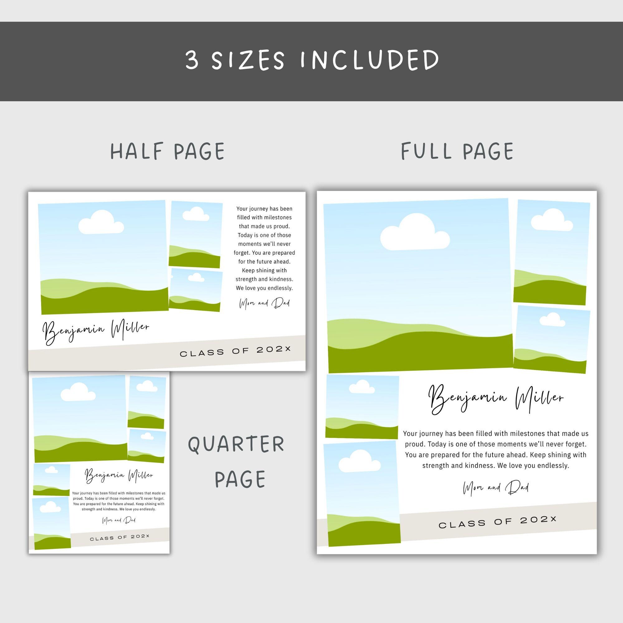 Editable Yearbook Ad Template Bundle Canva, Graduation Senior Ad Layout ...