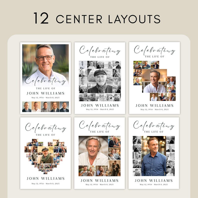 Funeral Memorial Sign Template Set : Editable Tribute Posters (canva ...