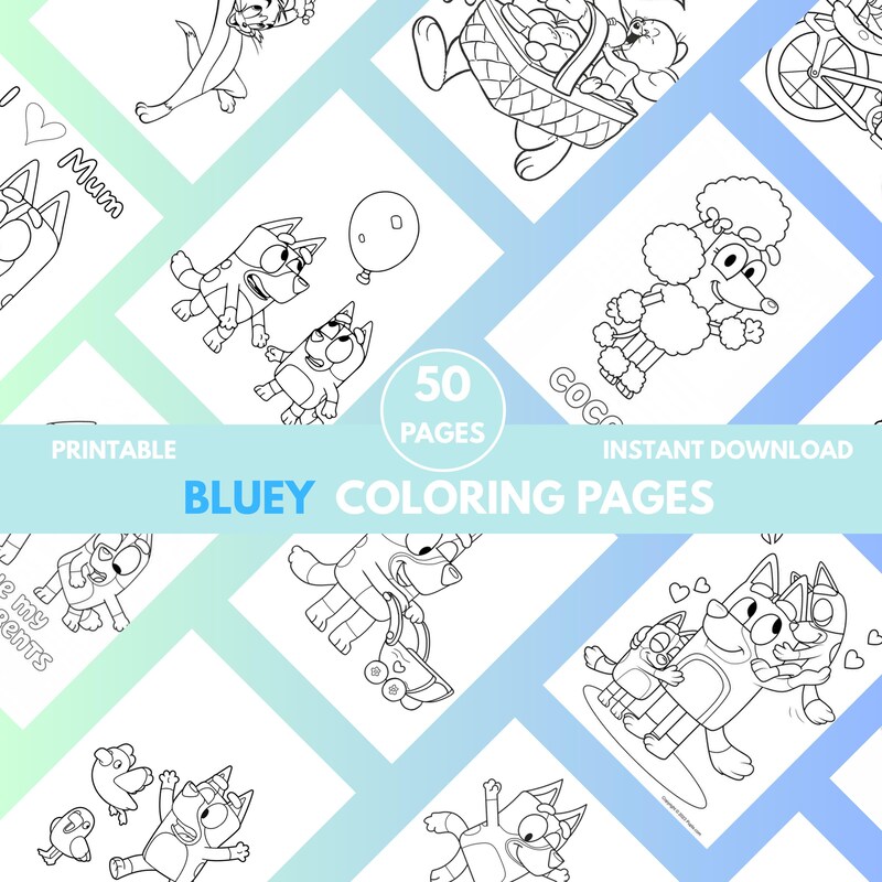 Bluey Black and White Clipart - Etsy