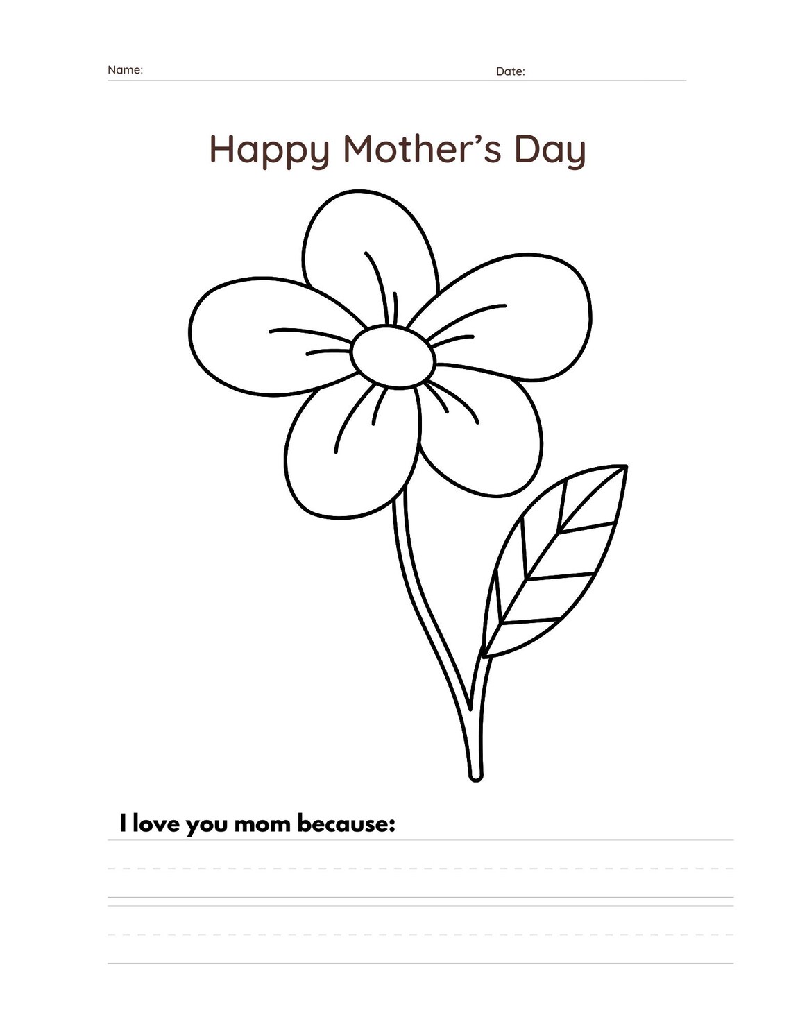 Mothers Day Color Pages for Teachers or Home School - Etsy