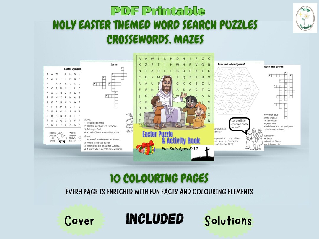 Easter Puzzles and Activity Pages for Kids Ages 8-12. Bible Themed ...