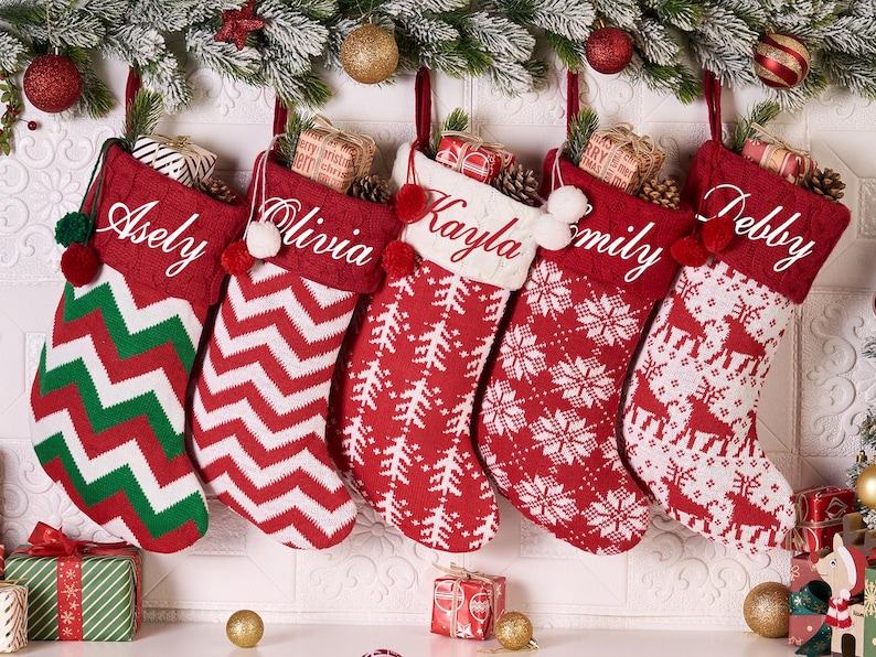 Personalized Christmas Stockings, 2025 Knitted Christmas Stockings With ...