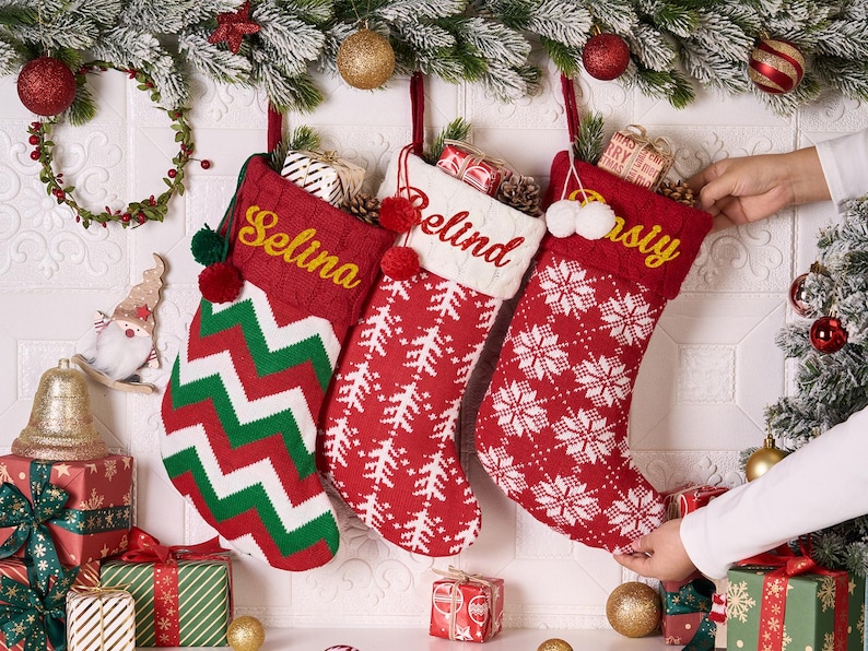 Personalized Christmas Stockings, 2025 Knitted Christmas Stockings With ...