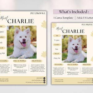 Pet Profile Template, Dog Adoption Flyer, Pet Rescue Flyer, Cat ...
