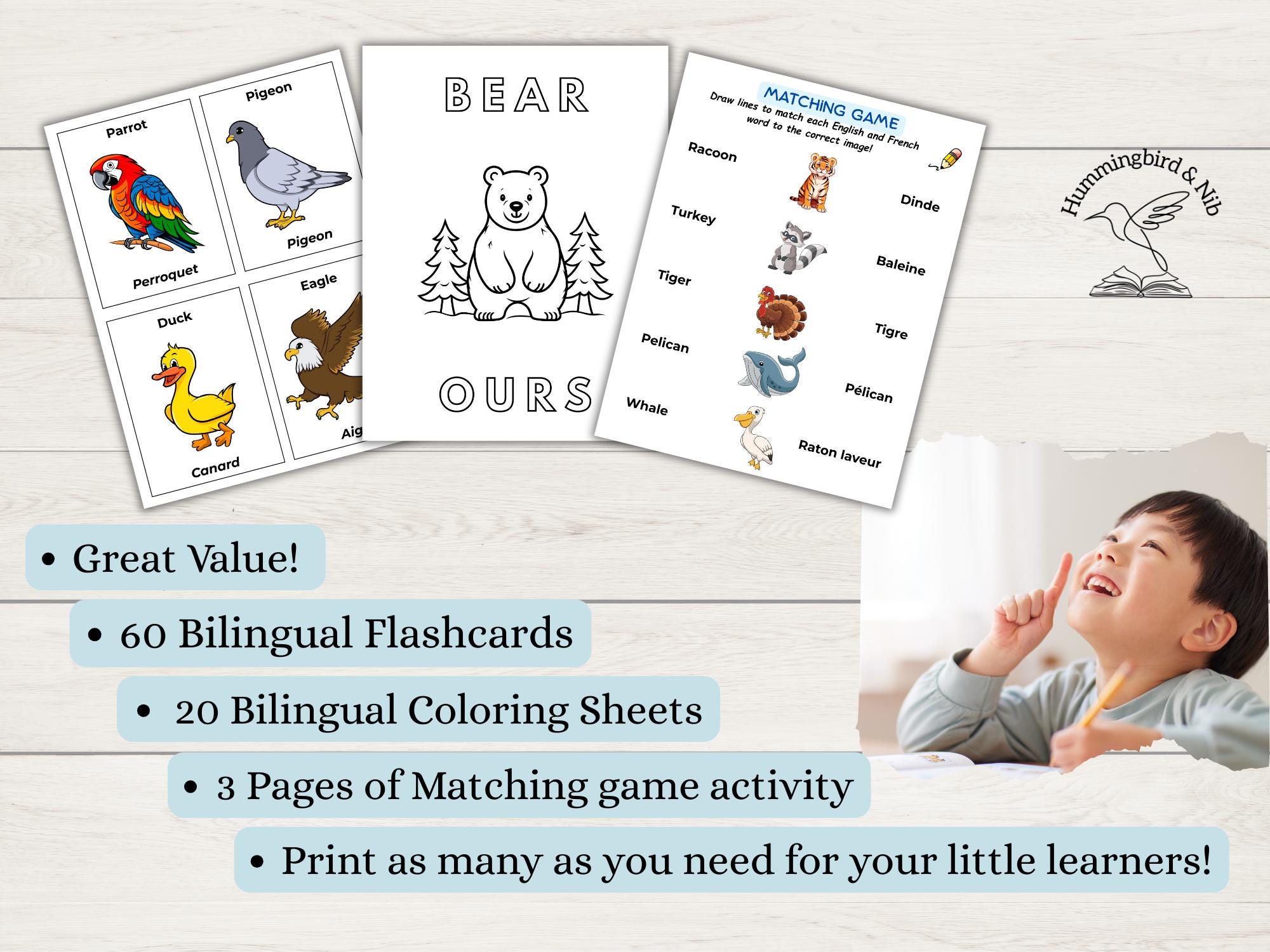 Bilingual French English Flashcards & Activities Pack | Printable for ...