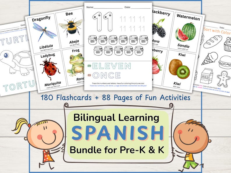 Spanish-english Flashcards and Fun Activities | Bilingual Bundle for ...