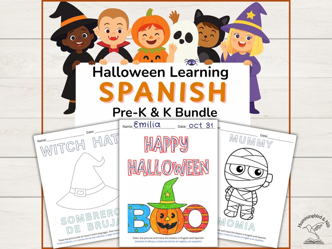 Bilingual Spanish-english Halloween Learning Bundle for Pre-k and ...