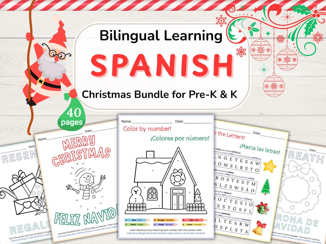 Bilingual Spanish-english Christmas Learning Bundle for Pre-k and ...