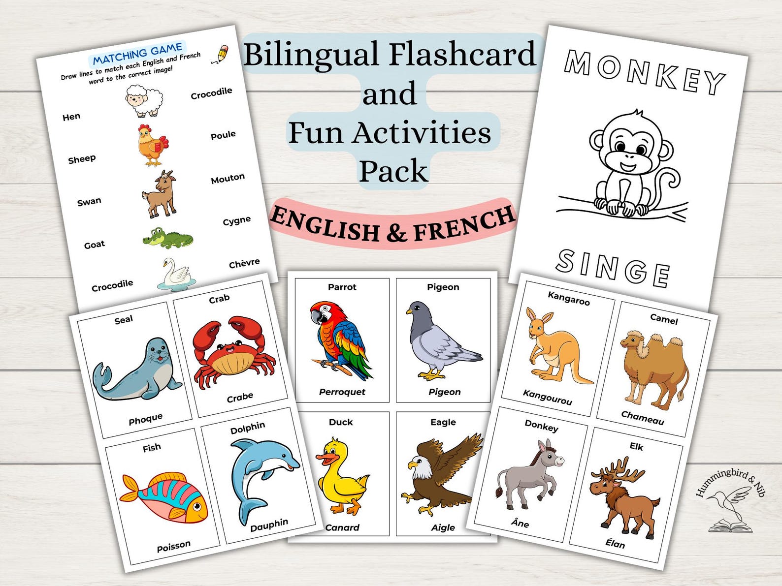 Bilingual French English Flashcards & Activities Pack | Printable for ...
