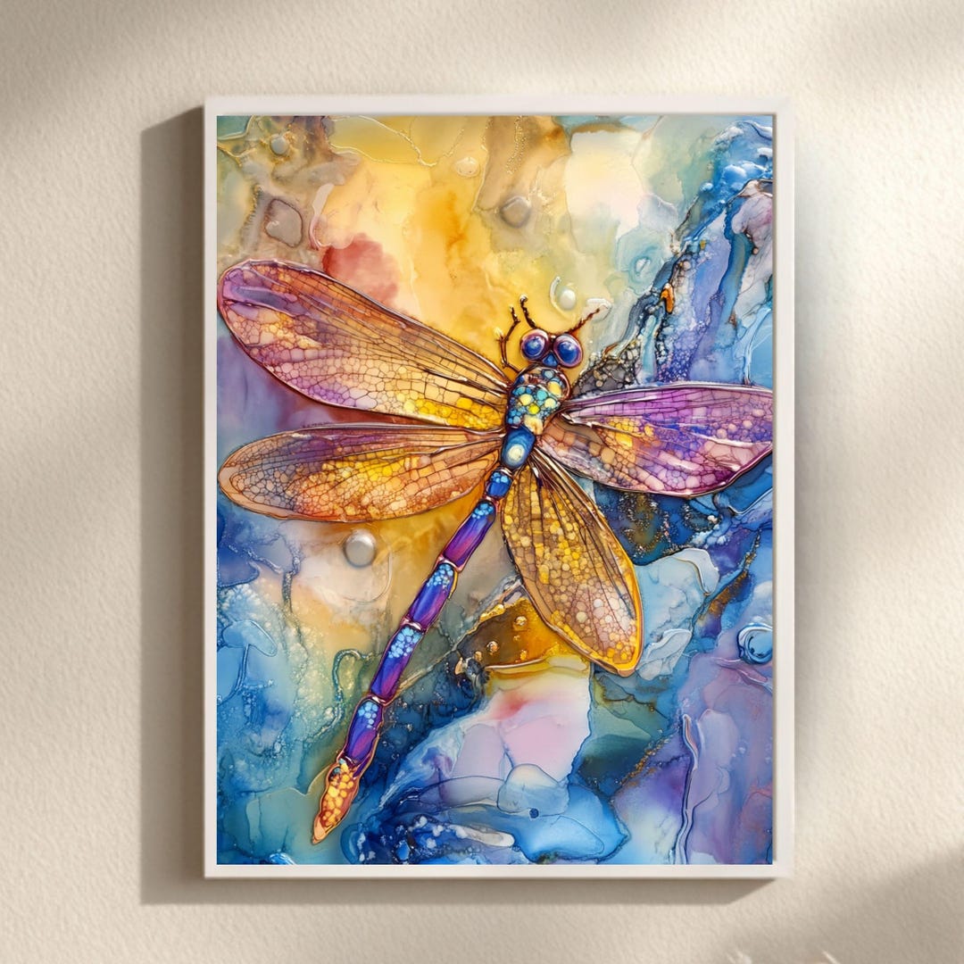 Dragonfly Wall Art, Watercolor Insect Canvas Print, Nature-inspired ...