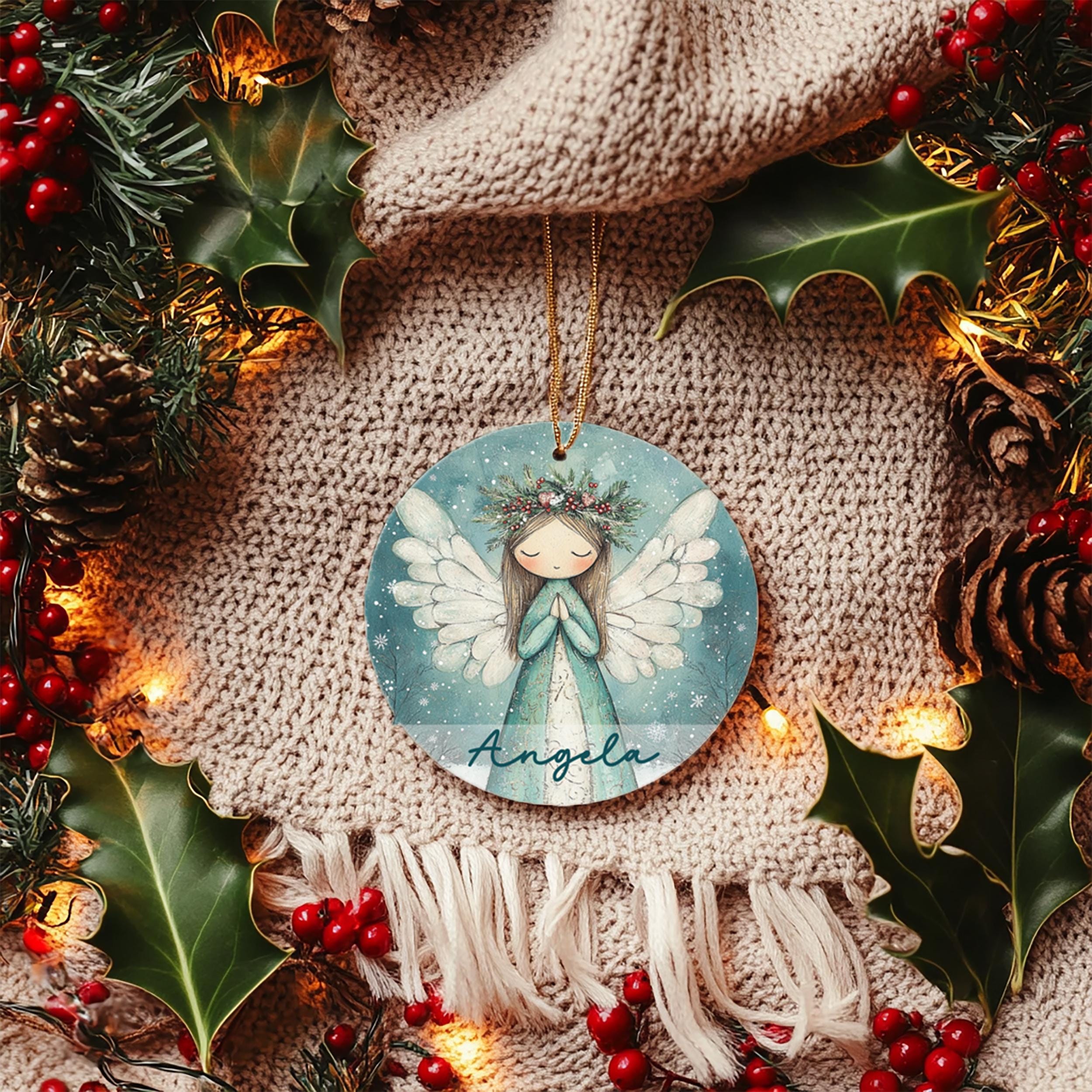 Custom Name Angel Ornament, Personalized Christmas Keepsake, Holiday ...